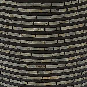 Deco 79 Mother of Pearl Shell Geometric Drum Accent Table with Gold Base, 18" x 18" x 23", Black