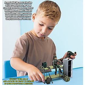 Click N' Play Military Life Living Quarters Bunk Bed - 14 Piece Army Toys Play Set with Accessories