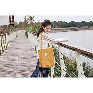 Belsmi 13 Inches Corduroy Small Totes Bag (Yellow)