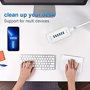 USB Charger 6 Ports USB Wall Charger USB Charging Station for Multiple Devices Desktop Power Hub Smart Plug Dock Charger Block for iPhone Xs/X iPad Pro/Air Galaxy S9/S8 LG Laptop Smartphones