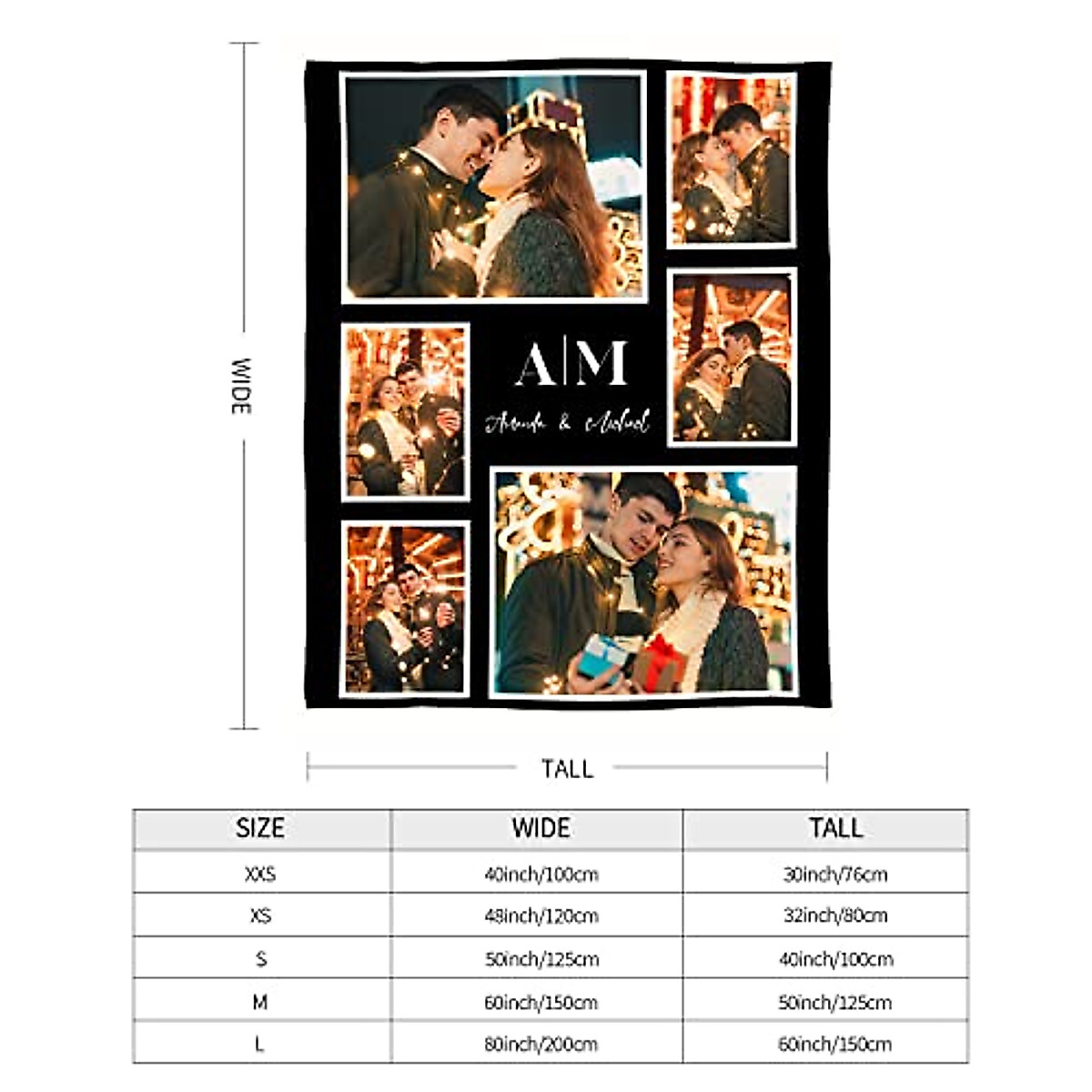 Easycosy Personalized Photo Blankets for Couples Gifts, Custom Picture Throw Blanket for Girlfriend Boyfriend Gifts, Anniversary Birthday 30"x40"