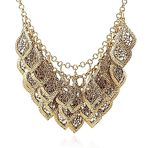 YAZILIND Vintage Gorgeous Multilayer Gold Plated Leaves Chain Collar Bib Chunky Necklace