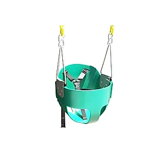Toddler Bucket Swing Seat - Patent Pending & Exclusive Safety Harness - High Back Full Bucket Toddler Swing Seat w/Heavy-Duty Plastic-Coated Chains - Safari Products USA