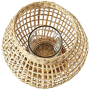 Bloomingville A90902779 Glass Insert Sizes Natural Seagrass Lanterns (Set of 2), 9", Brown