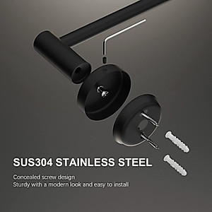 2 Pack Adjustable 16 to 27.6 Inch Single Towel Bar, iMomwee Oil Rubbed Black Finished SUS304 Stainless Steel Bathroom Towel Rod, Wall Mount Towel Rail with S Hooks for Kitchen Washroom (1" Diameter)