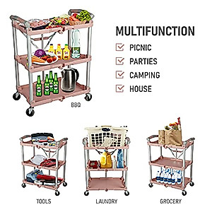Olympia Tools 91-210 Pack-N-Roll 150 lbs Folding Collapsible Service Cart, Rose/Grey