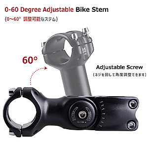 Azarxis 25.4mm 31.8mm Stem 90mm 110mm 120mm 130mm 0-60 Degree Adjustable Bike Stem Mountain Bike Stem Short Handlebar Stem for Bicycle, Road Bike, MTB, BMX, Cycling (A -【60°】25.4 x 130mm)