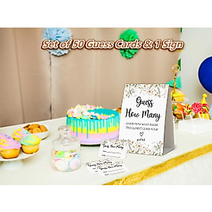 Garden Theme Shower Game,Guess How Many,Baby Shower Games,Wedding Shower Games,Baby Shower Decorations Gender Neutral,Bridal Shower Decoration,Birthday Party Game,50 guess Cards & 1 Sign -3