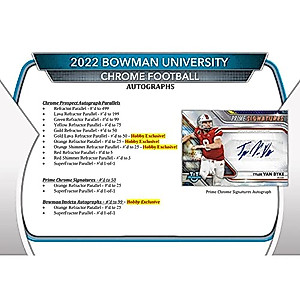2022 Bowman Chrome University Football Hobby Box (24 Packs/4 Cards: 2 Autos)