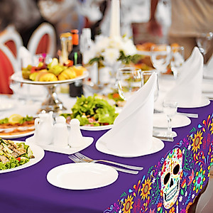 Day of The Dead Party Disposable Tablecloth Plastic Sugar Skull Table Cover for Dia De Los Muertos Party Decoration 54 X 108 inch 3 Pack for Day of The Dead Party