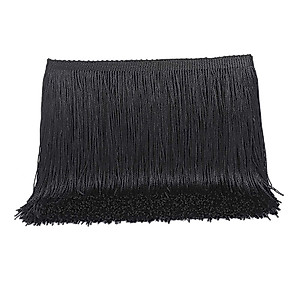 10 Yards Sewing Fringe Trim - Fringe Tassel 15cm Width for Skirt Wedding Dress Lamp Shade Decoration(Balck)