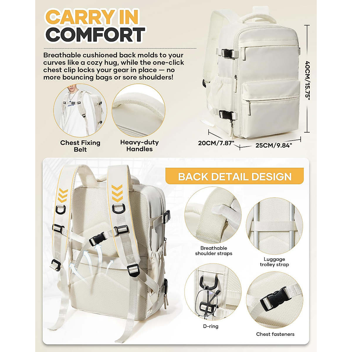 KEYEMP School Backpack for Women, Laptop Backpack 15.6 Inch College School Bag, Cute Aesthetic Travel Daypack with15.6 inch Compartment, High Middle School Bookbag for Girls Students, Light Green