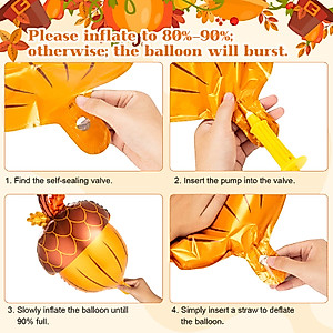 Happy Fall Balloon, 16Pcs Big Maple Leaves Acorn Balloons, Fall Mylar Foil Balloons for ThanksGiving Home Festival Decorations