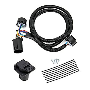 RULLINE 7-Foot 7-Pin Vehicle-Trailer Wiring Plug Harness Extension Compatible with 5th Wheel & Gooseneck Trailers for Chevrolet, Dodge, Ford, GMC,Nissan, Ram Toyota