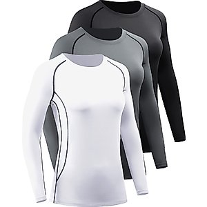 CADMUS Women's Workout Long Sleeve Shirts for Running Yoga Hiking T Shirt,Black,Grey,White,Medium