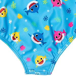 Baby Shark Toddler, Baby-Girls Swimwear Crossover One Piece Bathing Suit, 3T, Blue