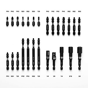 Protorq Impact Driving Accessory Set, 26-Piece,Industrial Strength, 1/4" Hex Shank