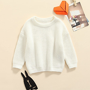 Infant Toddler Baby Girl Boy Knit Sweater Pullover Sweatshirt Warm Long Sleeve Shirt Tops Knitted Fall Winter Clothes (White, 2-3T)