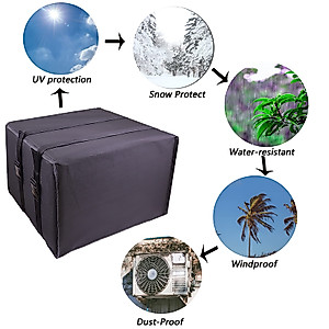 yhslmh Air Conditioner Covers for Window Units, Outdoor Window Air Conditioner Cover for Outside, Rectangle Ac Defender Cover for Winter Exterior, AC Protection Cover (Black, 27.5" Wx 25" D x 19" H)