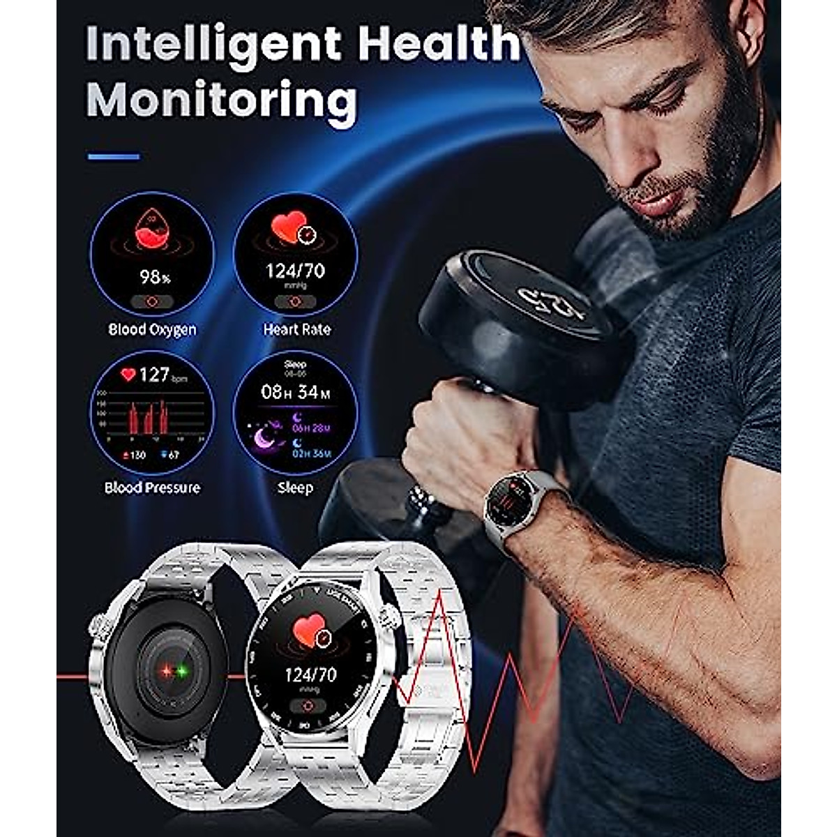 LIGE Smart Watch 2023 Bluetooth Call & Text Receive/Dial Smartwatch for Android iOS Phones with 1.39" HD Screen, Fitness Activity Tracker Heart Rate Sleep Monitor Pedometer Waterproof for Men Women