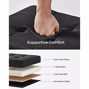 SONGMICS Folding Storage Ottoman Bench for Living Room and Bedroom, 15 x 30 x 15.7 Inches, Black ULSF016B01