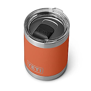 YETI Stainless Steel Rambler Drinking_Cup Lowball, Vacuum Insulated, with MagSlider Lid, 10 Ounces, Desert Clay