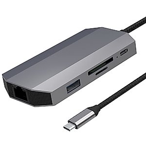 Port Expander USB C Docking Station 8-in-1 USB C Adapter USB C Hub with 4K HDMI, PD 60W, 2 USB 3.0 Port, SD/TF Card Reader, 2 3.5mm Port USB Splitter