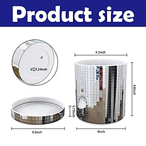 Adnee Modern Disco Cylindrical Plastic Planter Pot, Silver, 4.5 x 4.8 inch, Indoor Outdoor, Drainage Hole and Saucer