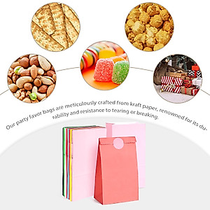 JOHOUSE 54PCS Gift Bags,Party Favor Paper Bags, Paper Bags with Stickers 8 Colors Goody Bags Treat Bag for Party Birthday Baby Shower Wedding