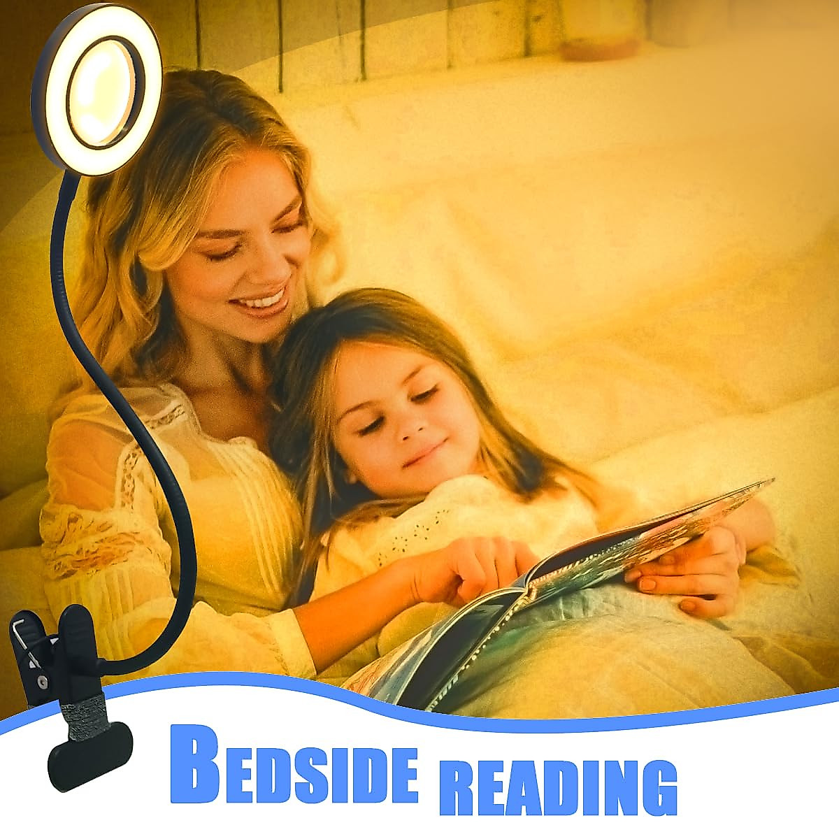 Clip on Magnifying Glass with Light for Crafts Hand Free 5X, 3 Color 48 LED Magnifying Lamp with Light, Desk Lamp with Magnifying Glass and Light, Desk Light with Magnifying Glass Lamp, Magnifier lamp