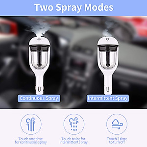 FPVERA Car Humidifier, Car Air Purifier Aroma Diffuser, Car Air Freshener Purifier Aromatherapy Mist Maker Suit for Vehicle Automobile Gift Water Soluble Essential Diffuser