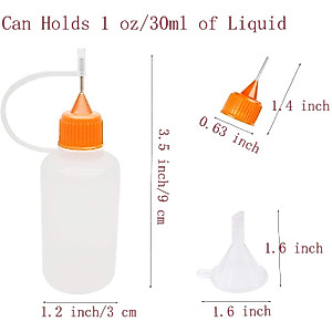 10 Pcs 1 Ounce Precision Tip Applicator Bottle 30 ML Translucent Glue Bottles Multicolor Lid with 2 Pcs Mini Funnel, for Alcohol Ink Craft Acrylic Painting