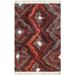 nuLOOM Alexia Abstract Diamond Shaggy Tassel Area Rug, 5' 3" x 7' 6", Multi