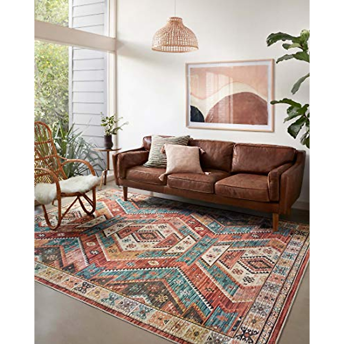 Loloi II Zion Collection ZIO-05 RED/Multi, Traditional 8'-6" x 11'-6" Area Rug