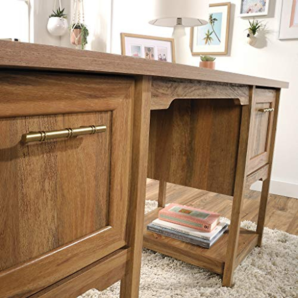 Sauder Coral Cape Desk, L: 58.62" x W: 23.47" x H: 30.0", Sindoori Mango Finish