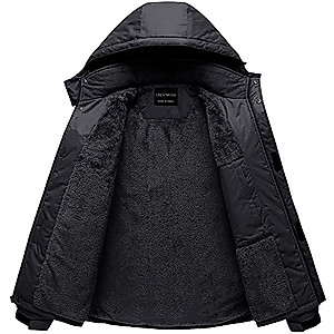 CREATMO US Men's Snowboard Jacket Mountain Waterproof Ski Snow Jacket Windproof Warm Winter Coat Snowboard Rain Jacket Black L