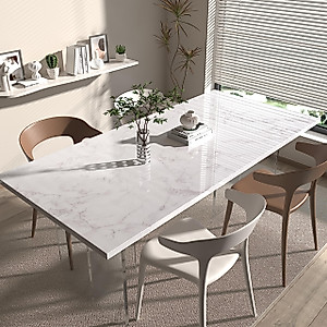 White/Gray Glossy Marble Contact Paper Wallpaper 15.8"x78.7" Peel and Stick Wallpaper Self Adhesive Thick Removable Waterproof DIY Vinyl Film for Kitchen Countertops Cabinet Furniture Refurbishment