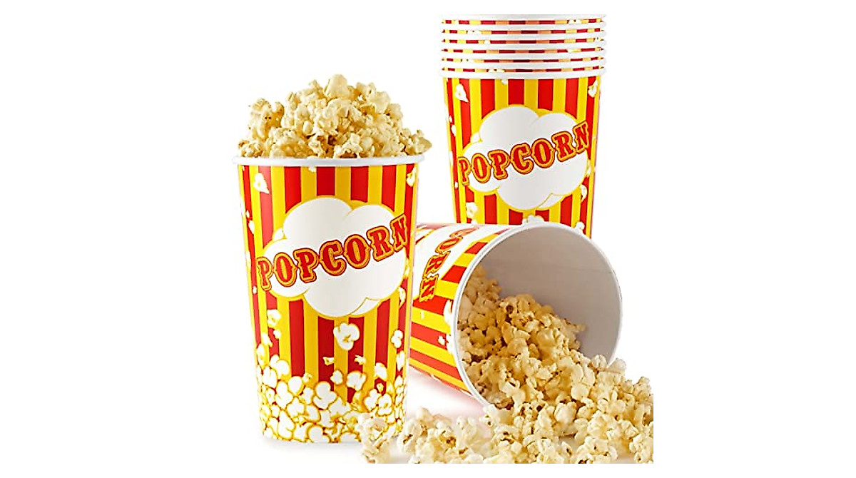 64 Oz Disposable Popcorn Buckets for Movie Nights