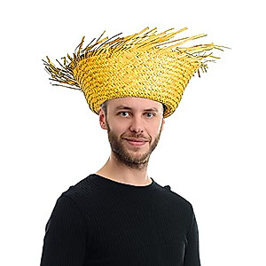 Funny Party Hats Beachcomber Hat – Hawaiian Luau Hat – Farmers Hat – Straw Costume Hat