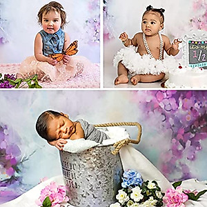 Laeacco 3x5ft Newborn Baby Portrait Theme Backdrops for Photography Dreamy Purple Flowers Baby Photo Backdrop 1x1.5m Newborn Photography Backdrop Sweet Girl Birthday Baby Shower Pregnant Photoshoot