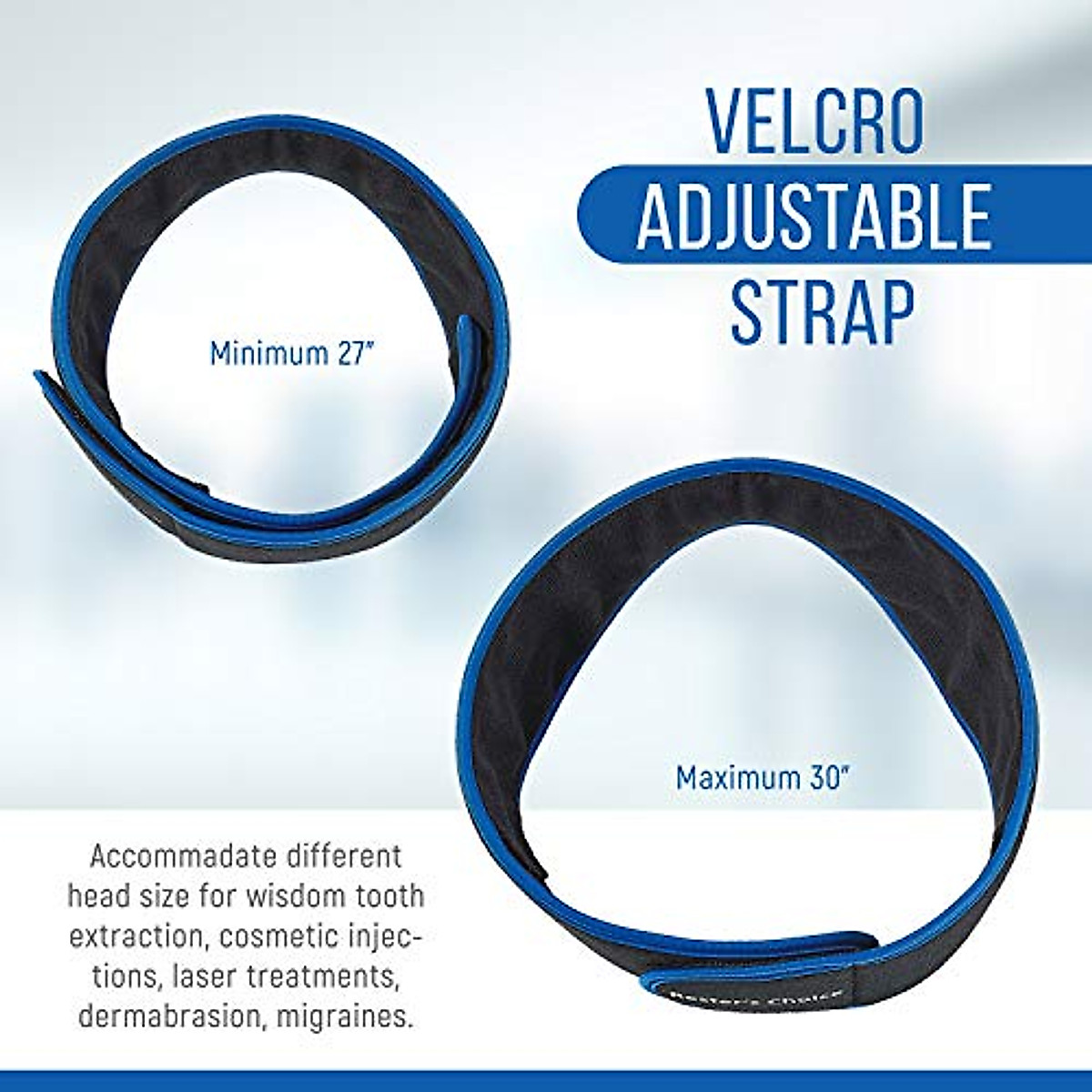 Face Ice Pack - Use as Wisdom Teeth Ice Pack, TMJ Relief Products, Jaw Pain - Hot & Cold Therapy for Chin, Headaches, Post Surgery Treatment - Adjustable Face Wrap Includes 4 Gel Packs