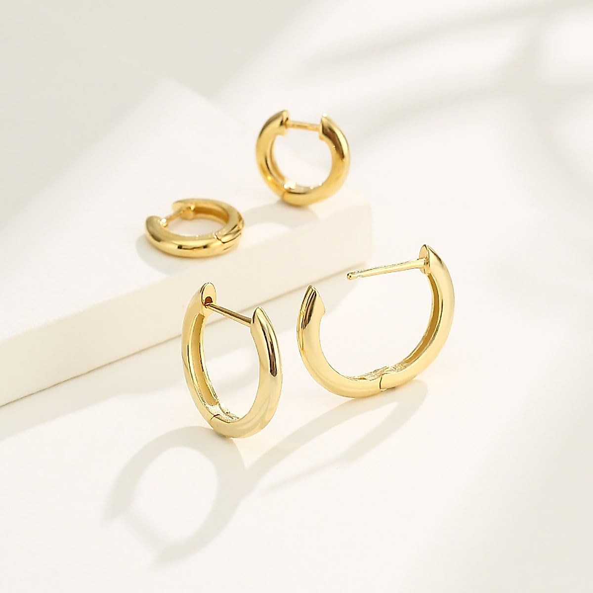 925 Sterling Silver 11.94X11mm Hoop Earring Setting French Lever Earring Hooks Wire Base Blank Drop Dangle Earrings Mounting for Women(Gold Color)