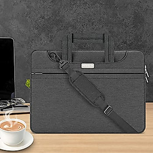HESTECH Laptop Bag,15.6 Inch Laptop Sleeve Case,Business Briefcase,Water-Repellent Slim Computer Carry Case with Shoulder Strap for 15-16" Hp Dell Acer,Black