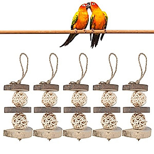 SYH&AQYE 5Pcs Bird Chewing Toys Bird Beak Grinding Stone for Parrots/Hamsters and Other Rodents Cage Hanging Bird Biting String Pet Accessory
