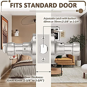 Probrico (6 Pack Privacy Door Lever[Thumb Turn Lock on The Inside],Locking Door Handle Set for Bedroom & Bathroom Doors,Keyless Satin Nickel Finish Wave Door Lock, Reversible Right & Left Side Handed