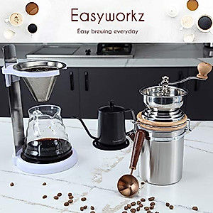 Easyworkz Manual Coffee Grinder with Airtight Canister,Adjustable Setting,Stainless Steel burr Coffee Bean Mill Tool