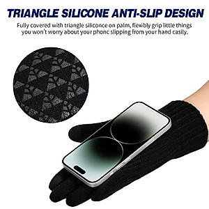 Pleneal 2 Pairs Winter Gloves for Men Women - Upgraded Touchscreen Knit Gloves, Anti-Slip Thermal Gloves, Elastic Cuff