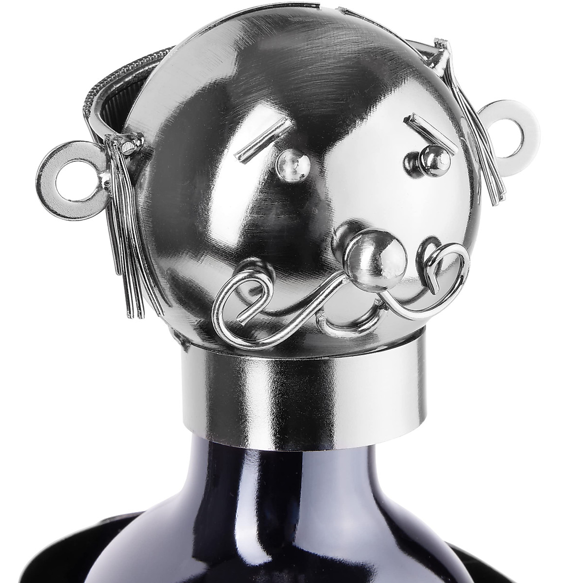 BRUBAKER Wine Bottle Holder Waiter - Metal Sculpture - Wine Rack Decor - Tabletop - with Greeting Card