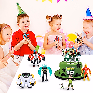 Figures Based on Ben Action Figures - 9PCS Toys Anime Character Figurines with Cake Toppers, Alien Hero Themed Party Decor Birthday Party Cake Decoration Supplies