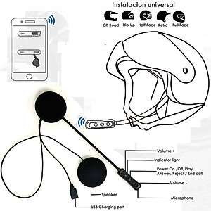 SUNITEC Motorcycle Bluetooth Headset Outdoor Helmet Earphone Bluetooth Helmet Speakers HiFi Stereo Sound Motorcycle Speakers Hands Free Music Call Control Universal Helmet Communtion System - BH03